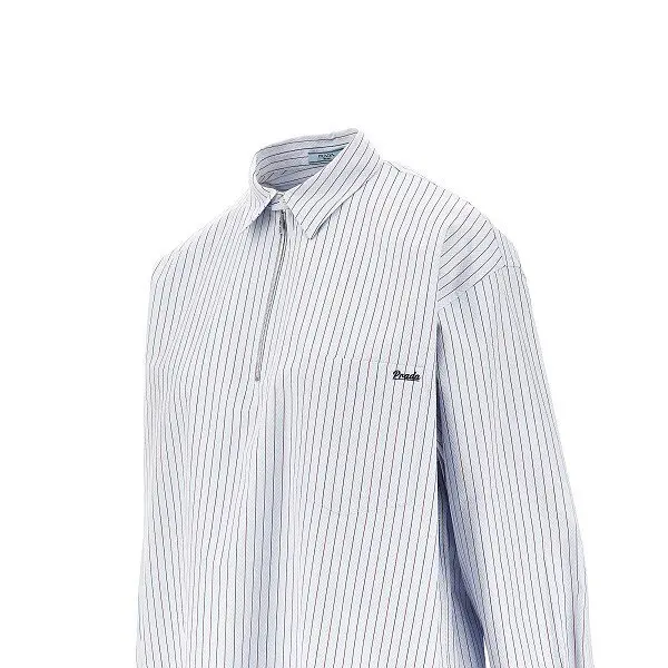 Prada Striped Logo Embroidered Shirt