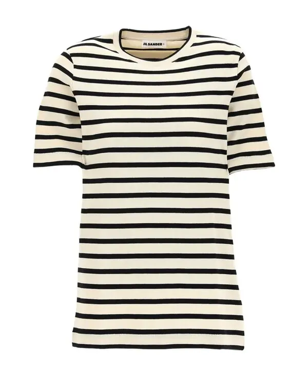 JIL SANDER Striped Jersey T-shirt With Back Logo - No