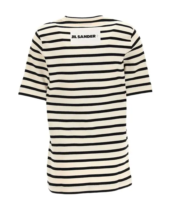JIL SANDER Striped Jersey T-shirt With Back Logo - No