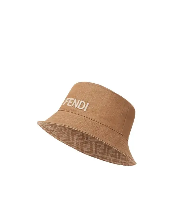 Fendi Logo Embroidered Reversible Bucket Hat - Brown
