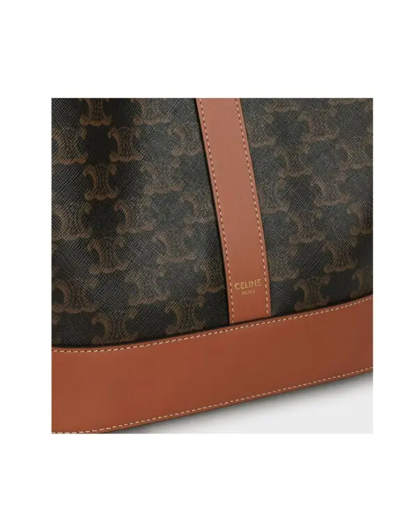Celine Medium Bucket Bag In Triomphe Canvas And Calfskin