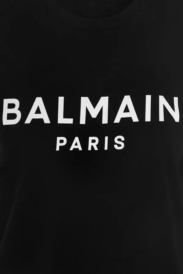 Balmain Logo Printed Crewneck T-shirt - Black