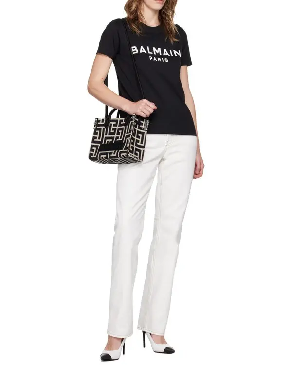 Balmain Logo Printed Crewneck T-shirt - Black
