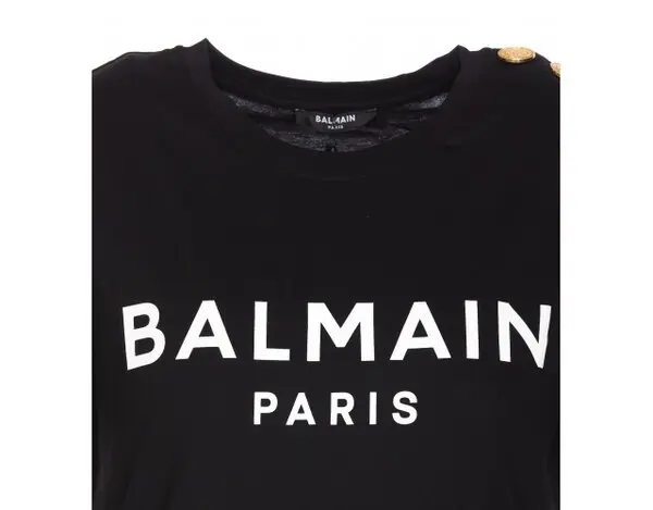 Balmain Logo Printed Crewneck T-shirt - Black