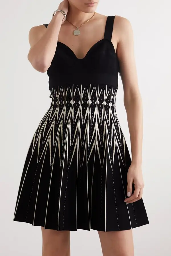 Alexander McQueen V-neck Pleated Mini Dress