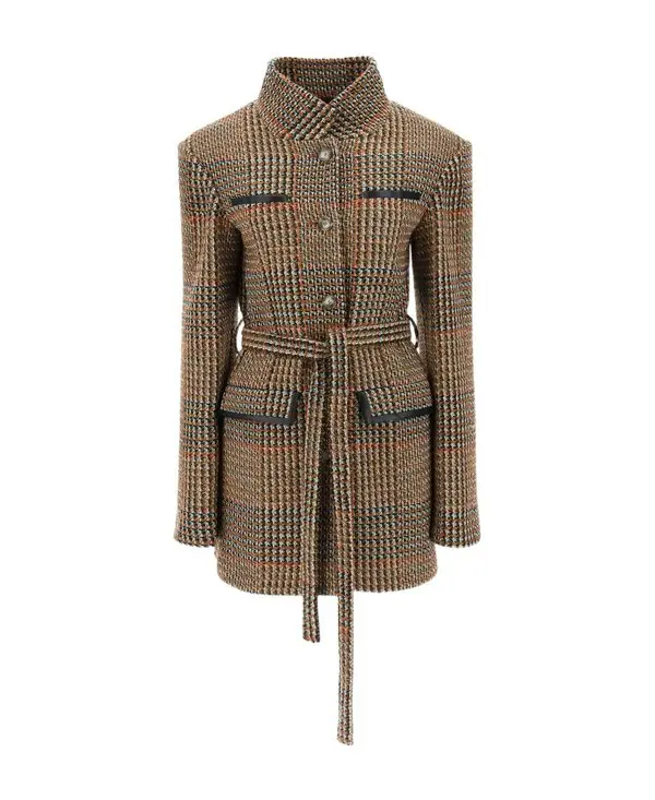 Stella McCartney Single-breasted Belted Plaid Coat