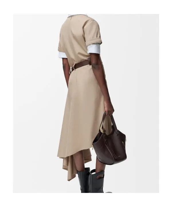 Loewe V-neck Asymmetrical Belted Dress - Light Brown