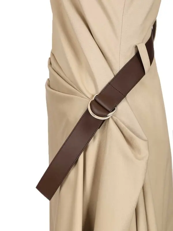 Loewe V-neck Asymmetrical Belted Dress - Light Brown
