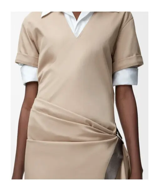 Loewe V-neck Asymmetrical Belted Dress - Light Brown