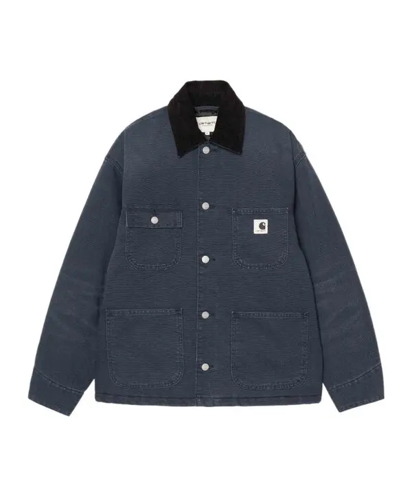 Carhartt Work In Progress Corduroy-collar Organic-cotton Coat - Black