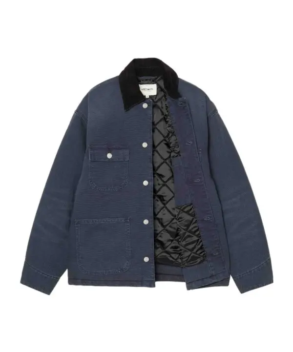 Carhartt Work In Progress Corduroy-collar Organic-cotton Coat - Black