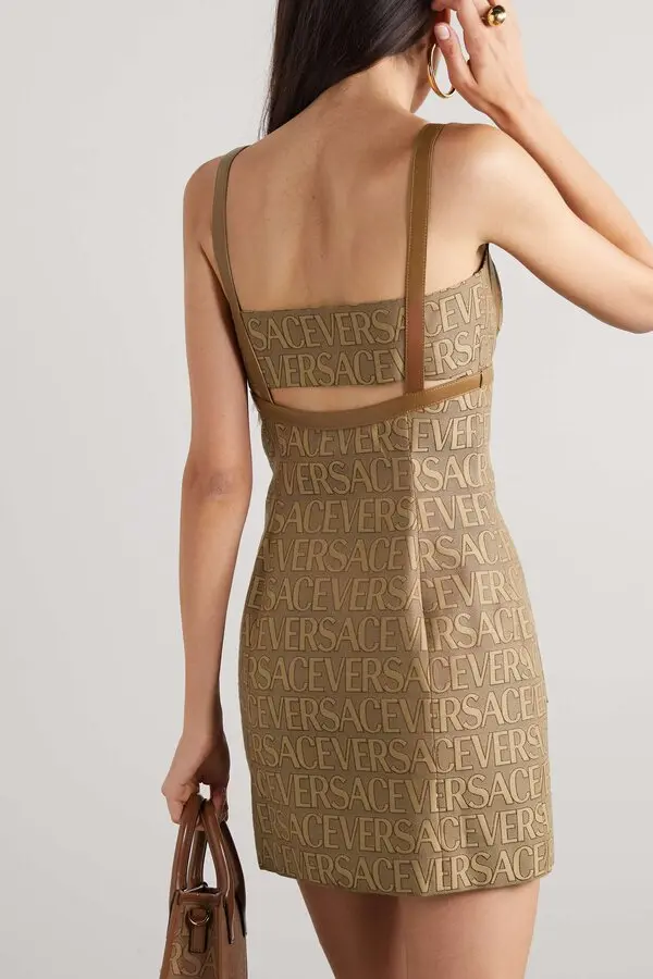 Versace Cut-out Jacquard Sleeveless Mini Dress