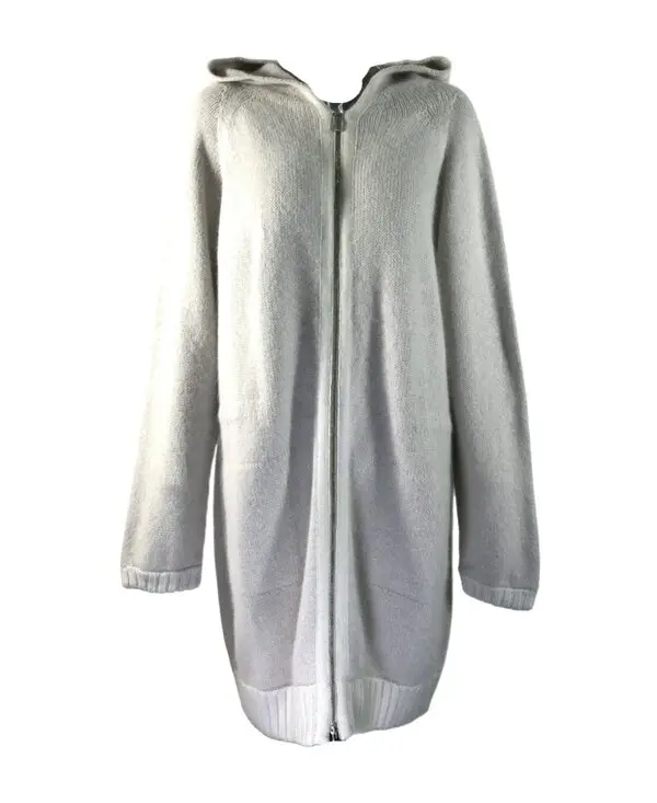 Max Mara Long-sleeved Hooded Knitted Cardigan - Gray