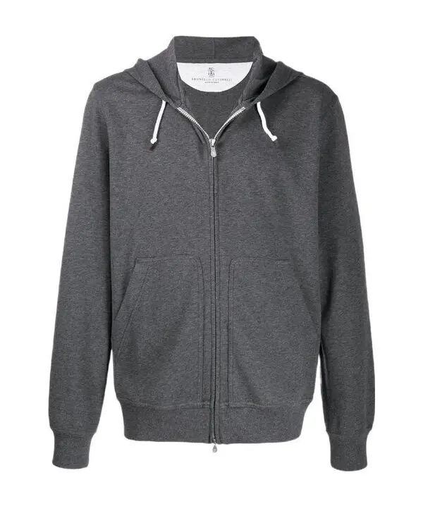Brunello Cucinelli Zipped Hooded Sweatshirt - Grey