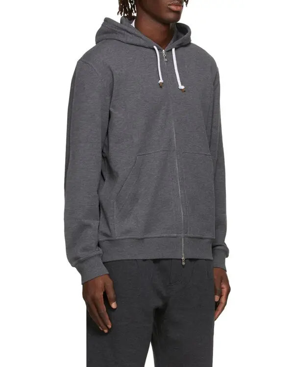 Brunello Cucinelli Zipped Hooded Sweatshirt - Grey