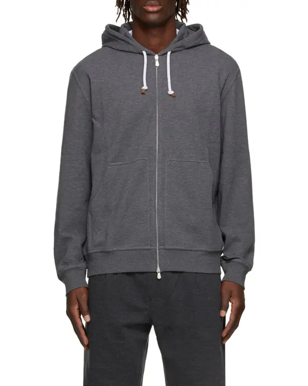 Brunello Cucinelli Zipped Hooded Sweatshirt - Grey