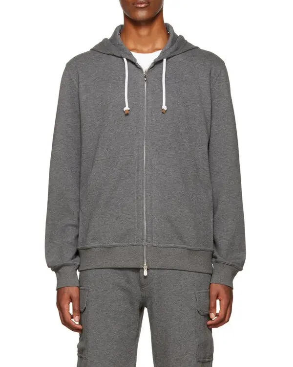 Brunello Cucinelli Zipped Hooded Sweatshirt - Grey