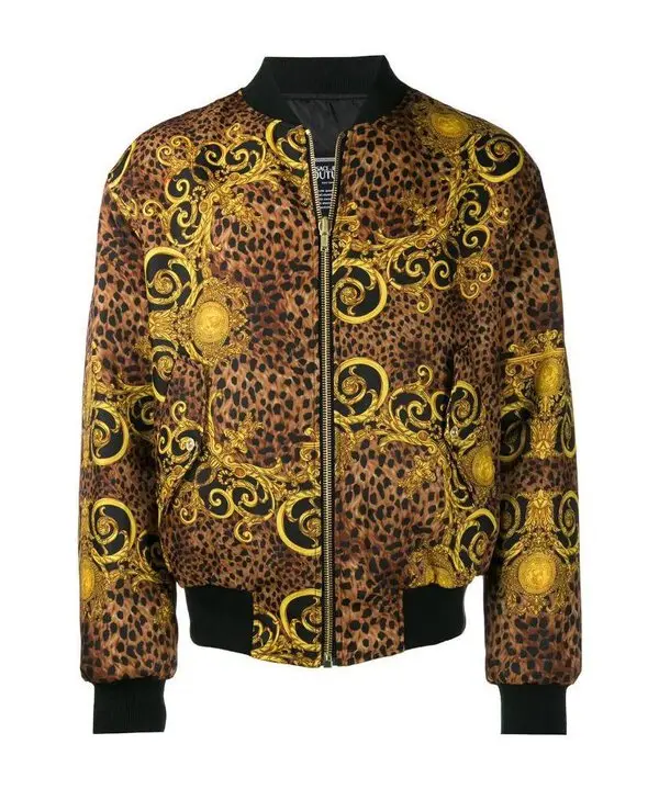 Versace Leopard Print Bomber Jacket - Brown