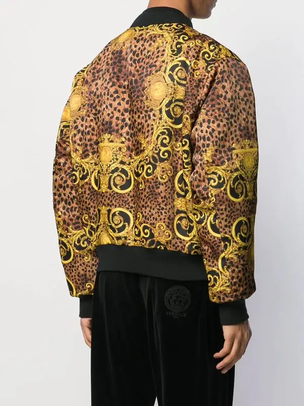 Versace Leopard Print Bomber Jacket - Brown
