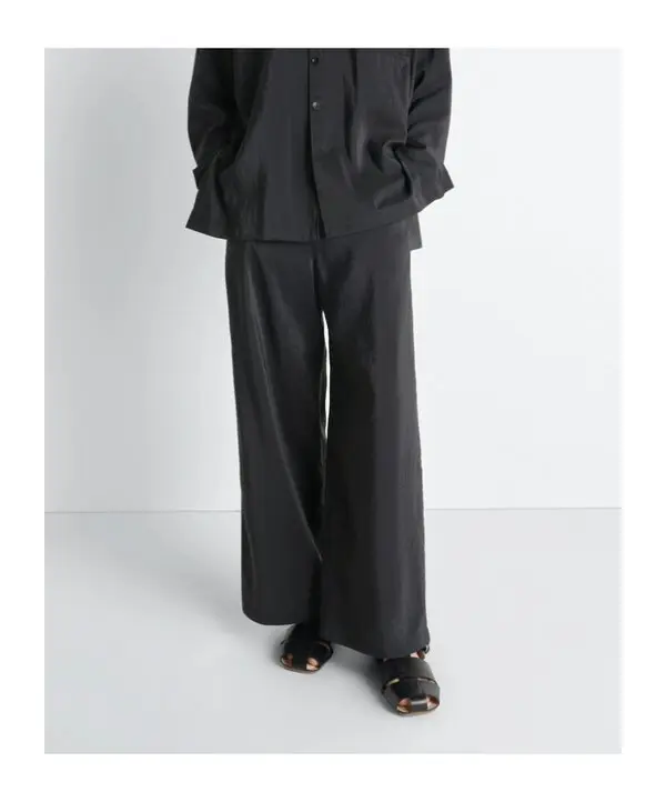 LEMAIRE Straight Tailored Pants With Pleated Texture - Black