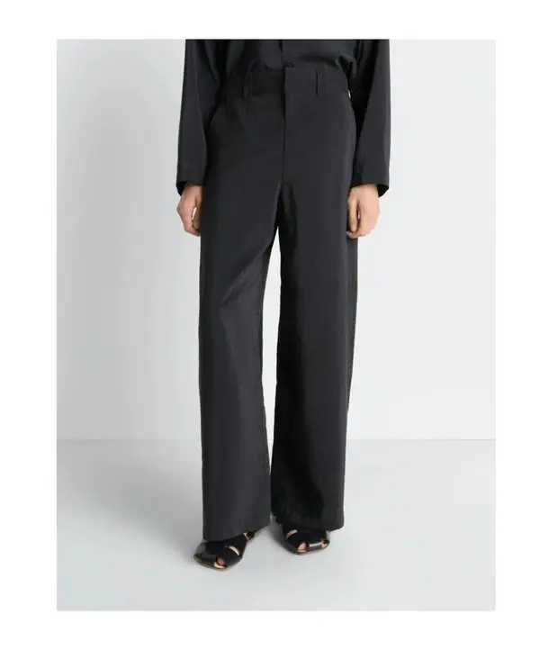 LEMAIRE Straight Tailored Pants With Pleated Texture - Black