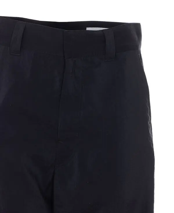 LEMAIRE Straight Tailored Pants With Pleated Texture - Black