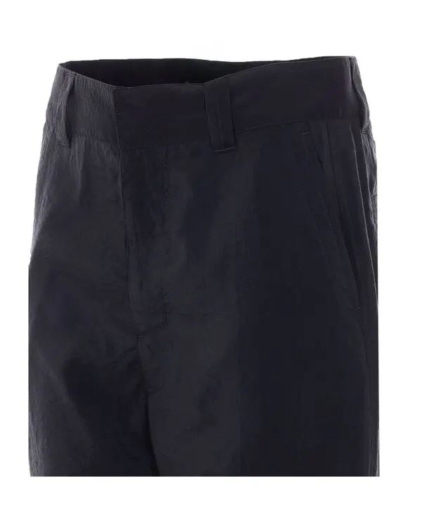 LEMAIRE Straight Tailored Pants With Pleated Texture - Black