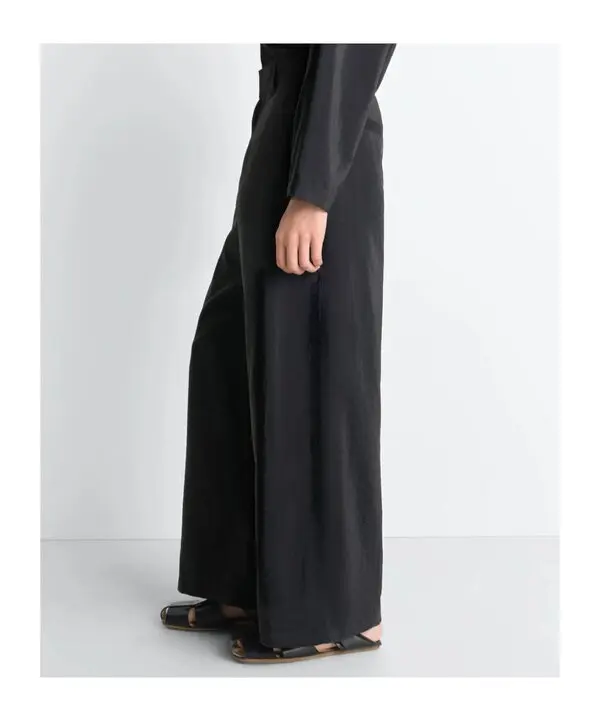 LEMAIRE Straight Tailored Pants With Pleated Texture - Black