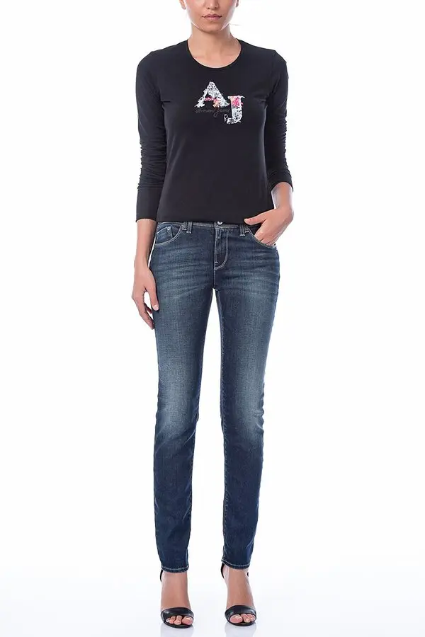 Emporio Armani Logo Slim Fit Jeans - Blue