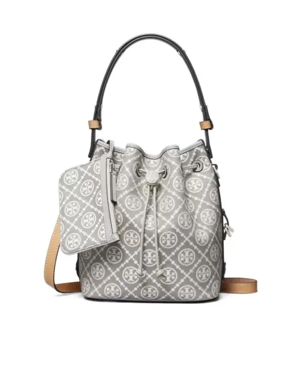Tory Burch T Monogram Utility Bucket Bag - Grey