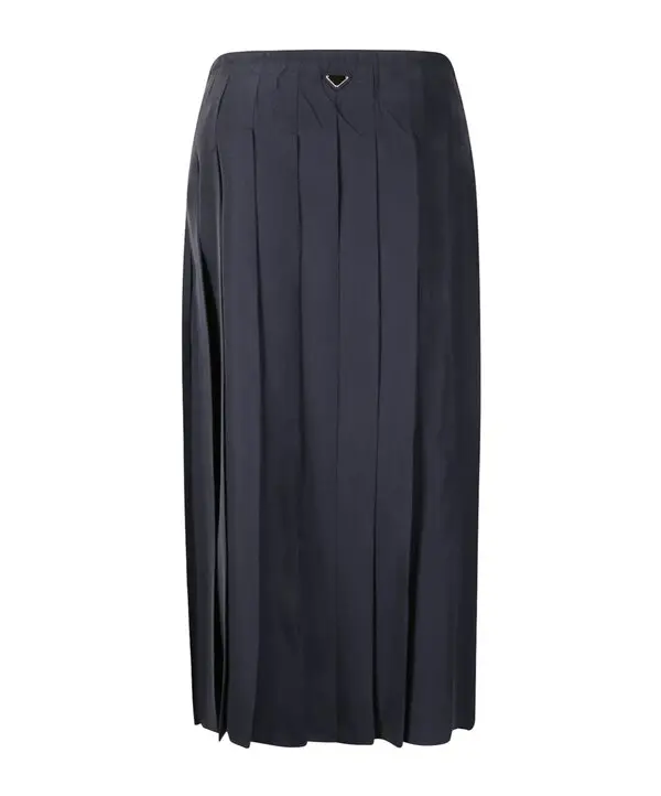 Prada Drawstring Pleated Midi Skirt - Blue