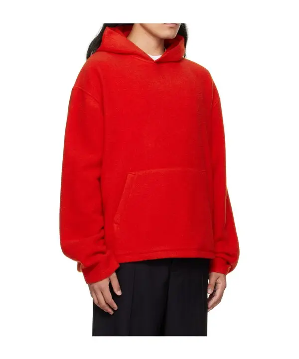 RIER Wool Fleece Hoodie With Kangaroo Pockets And Dropped Shoulders