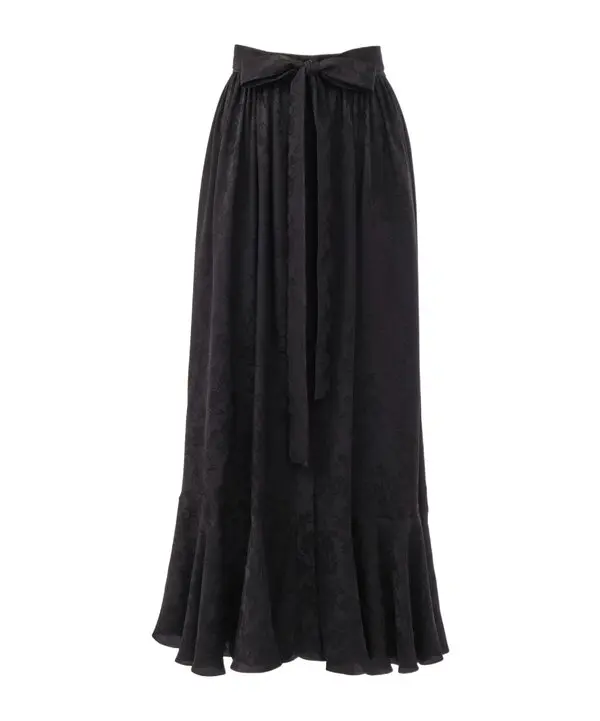 Chloé Rose Jacquard Gathered Midi Skirt - Black