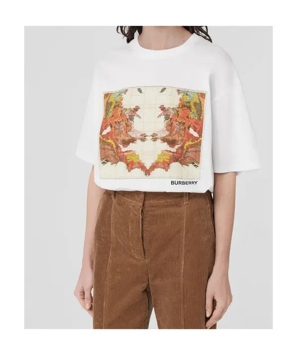 Burberry Map Logo-print Oversized T-shirt