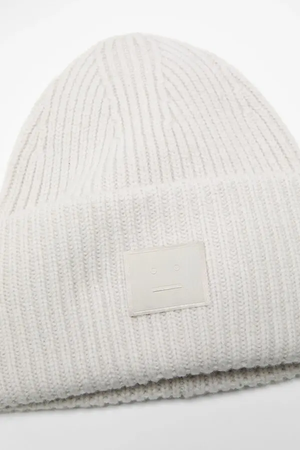 Acne Studios Ribbed Knit Beanie - Light Gray