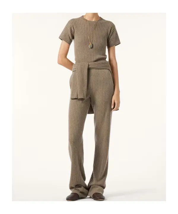 Loro Piana Ribbed Short Sleeve Sweater - Gray