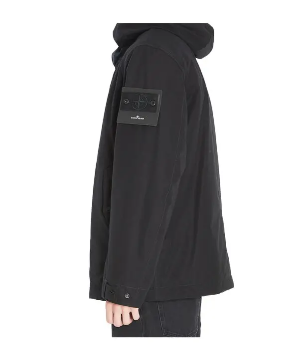 Stone Island Hooded Logo Patch Jacket - Black