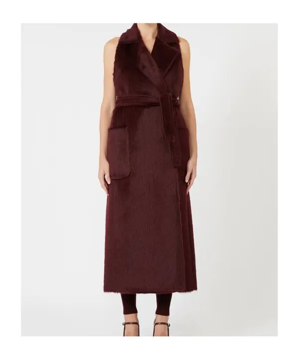 Max Mara Abbozzi Belted Coat - Cherry