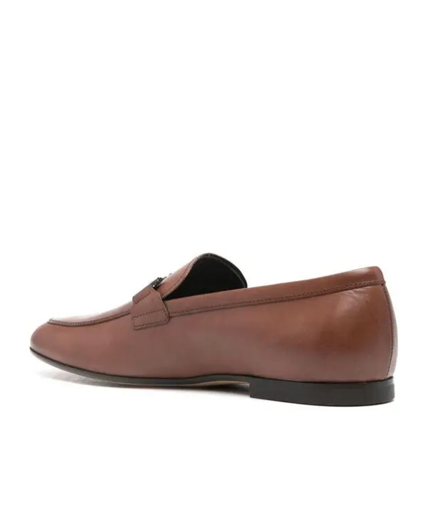 TOD'S T Ring Leather Loafers - Brown
