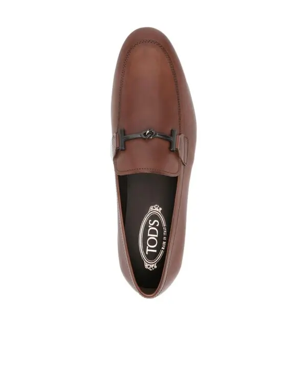 TOD'S T Ring Leather Loafers - Brown