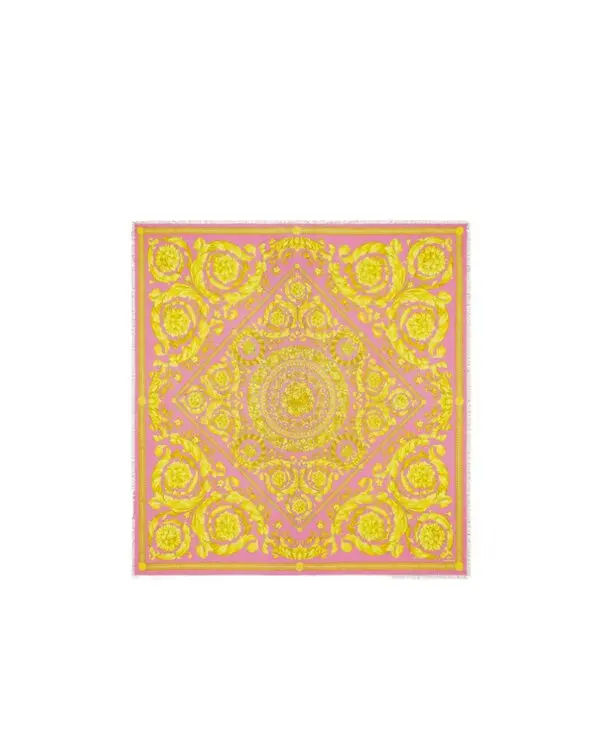 Versace Barocco-print Frayed Scarf - Yellow
