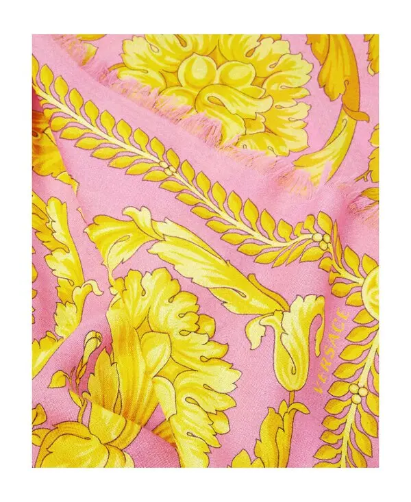 Versace Barocco-print Frayed Scarf