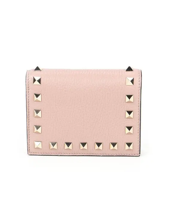 Valentino Garavani Rockstud Foldover Top Wallet - Brown
