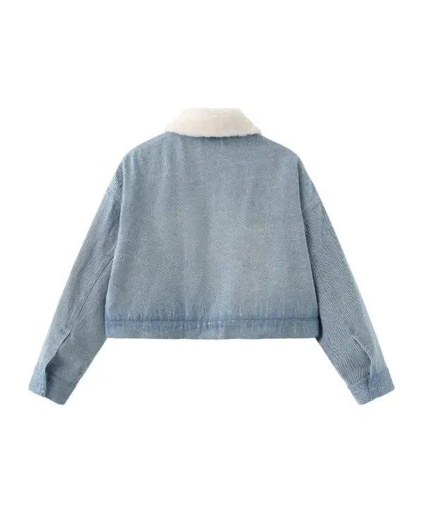 Marissa Chiara Long-sleeved Denim Jacket With Lapel Collar