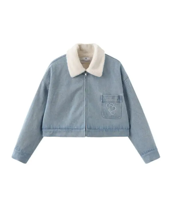 Marissa Chiara Long-sleeved Denim Jacket With Lapel Collar