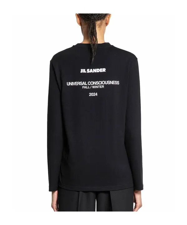 JIL SANDER Universal Awareness" Logo Print Long Sleeve T-shirt - Black
