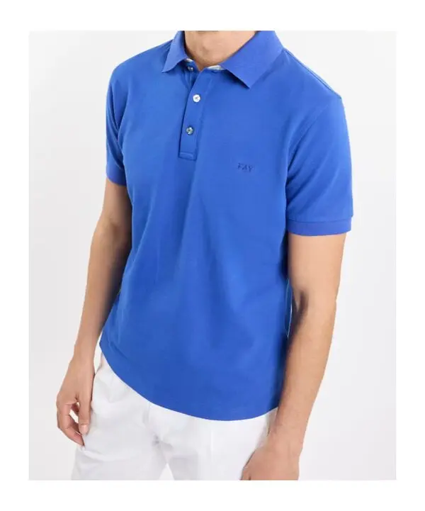 FAY Short-sleeve Polo Shirt - Light Blue