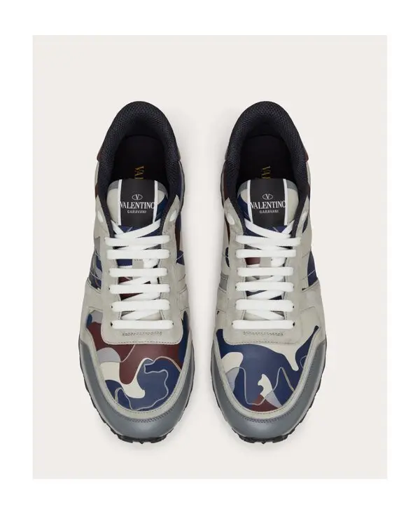 Valentino Garavani Rockrunner Camouflage Lace-up Sneakers - Gray