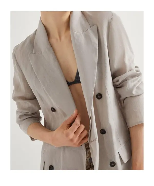 Brunello Cucinelli Double-breasted Cotton Blazer - Multicolor