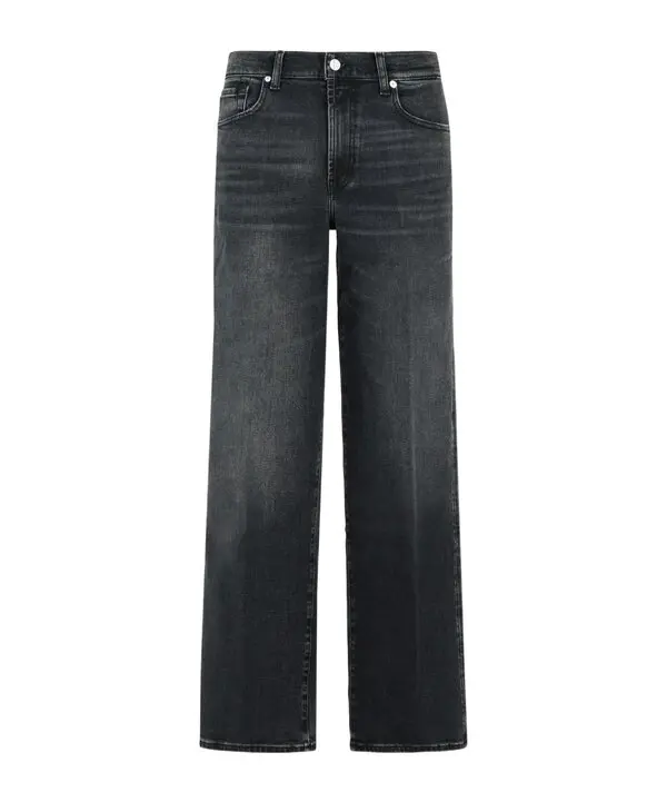 7 For All Mankind Stovepipe Straight Jeans - Black